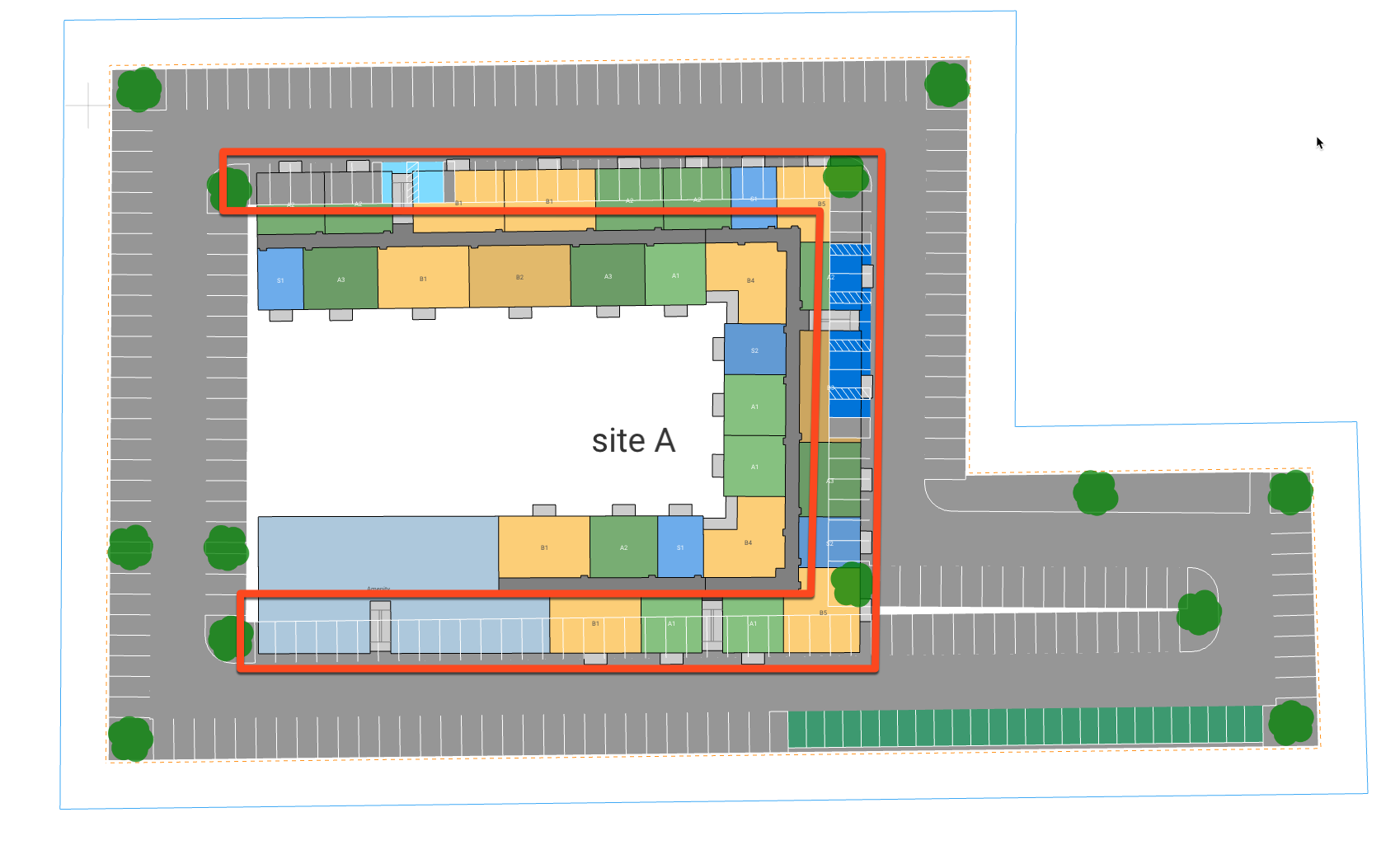 Issue: TestFit does not place single-loaded parking in a surface lot