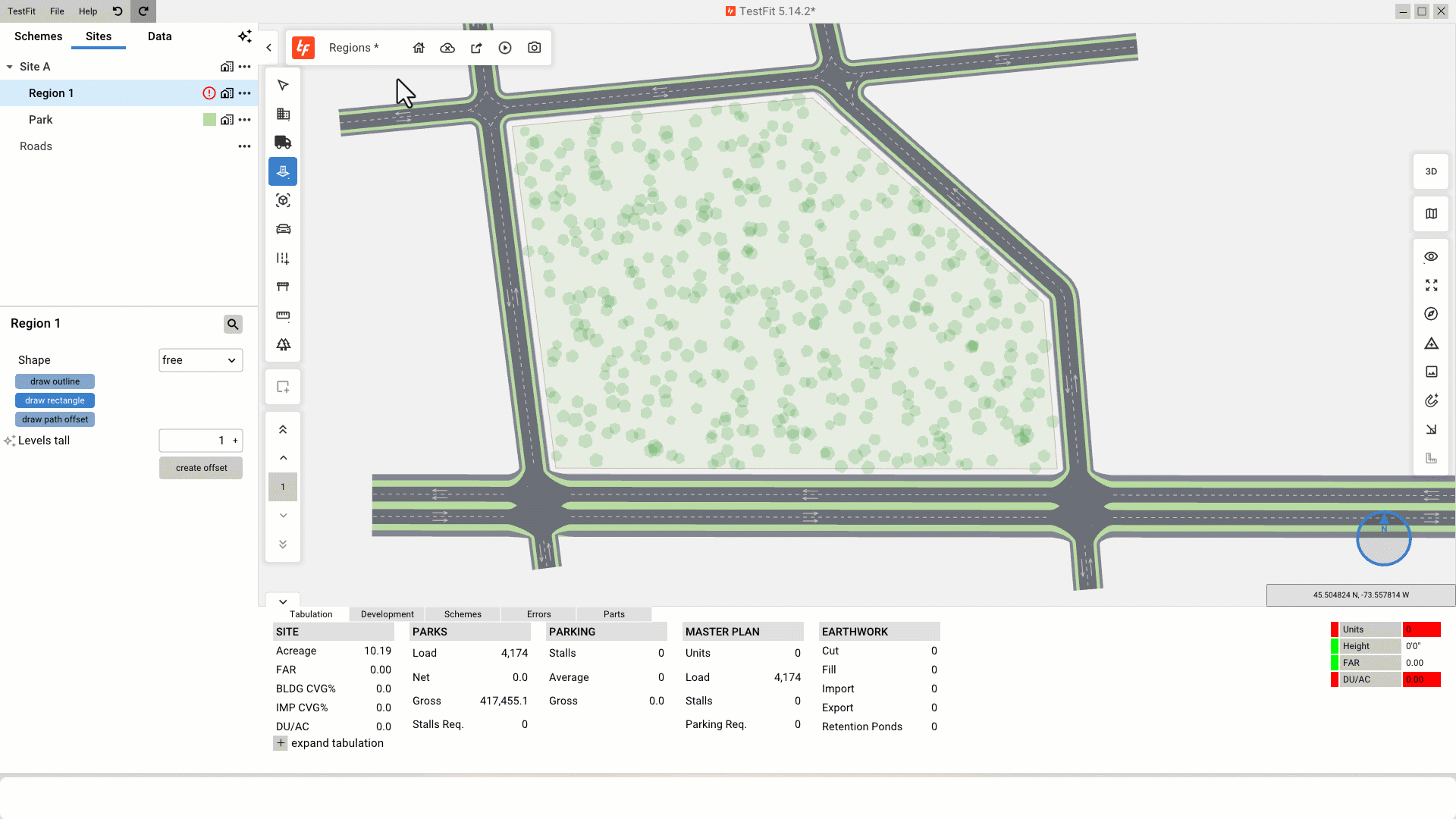 How do I Add a Free Region to a Site?
