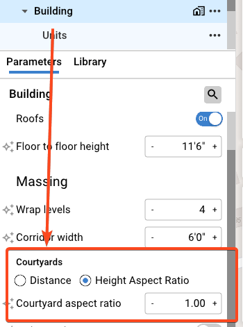 What is the Courtyard Aspect Ratio and How is it Adjusted?