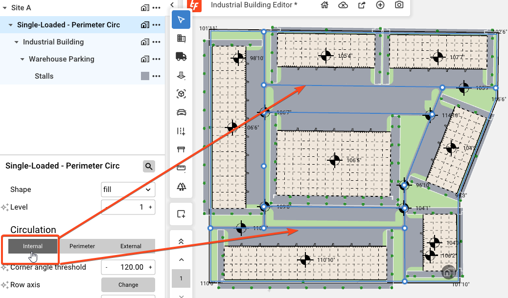 How can I adjust the Circulation type of an Industrial Solve?