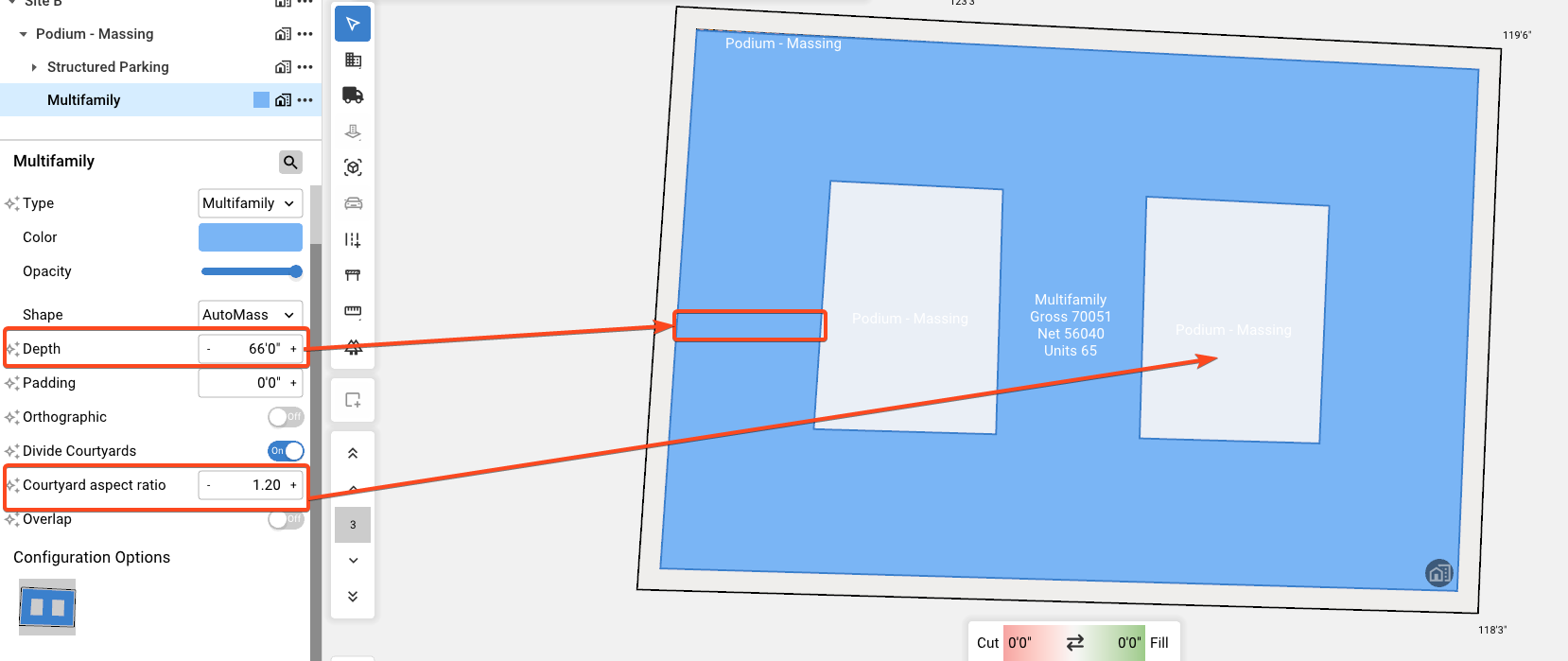 Urban Planner & Data Maps - Wrap/Podium Massing Preset